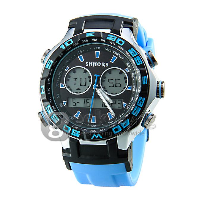 SHHORS 80071 PU Band Analog-Digital Sport Quartz Wrist Watch for Man