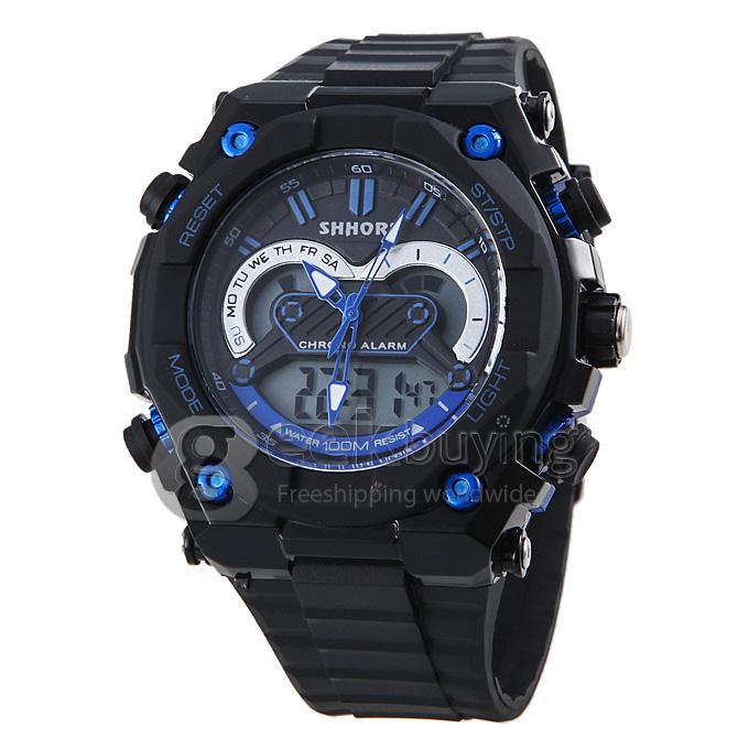 SHHORS 802 LED Rubber Band Analog-Digital Sport Quartz Watch for Man
