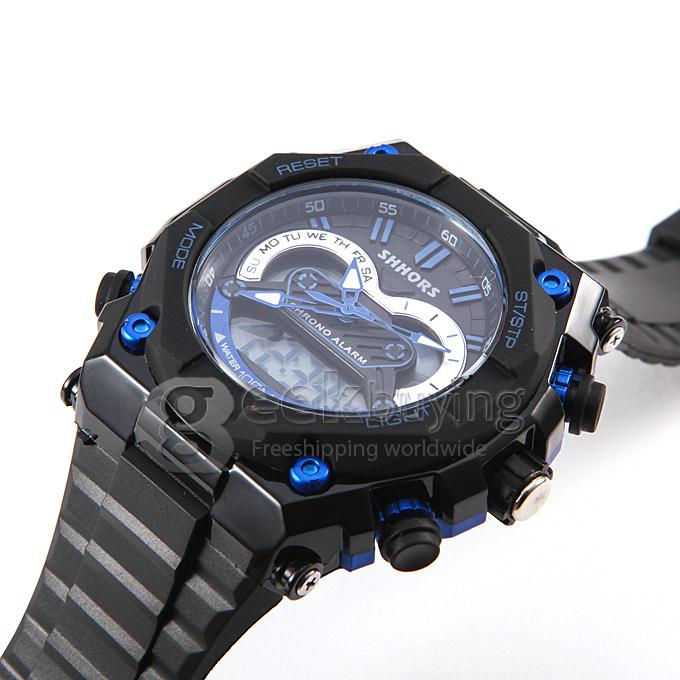 SHHORS 802 LED Rubber Band Analog-Digital Sport Quartz Watch for Man