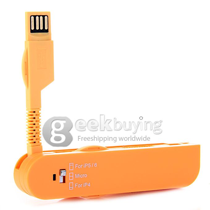 Portable 4 in 1 Foldable USB Data Sync / Charging Cable for iPhone