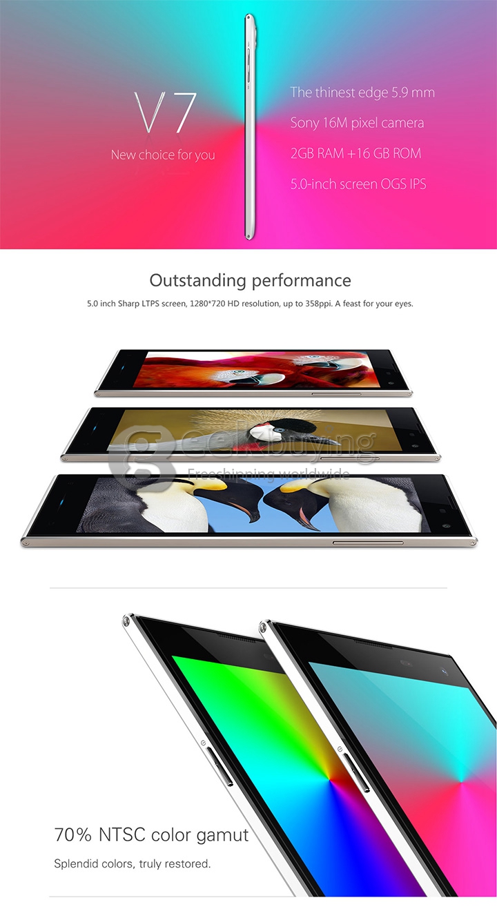 INEW V7 MTK6582 5.0 Inch Smartphone Android 4.4 2GB 16GB 16.0MP