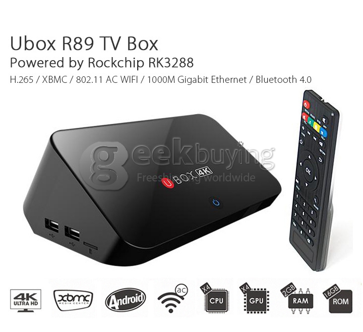 Ubox R89 RK3288 Qaud Core Andriod 4.4 TV Box 2G/16G 802.11AC WIFI
