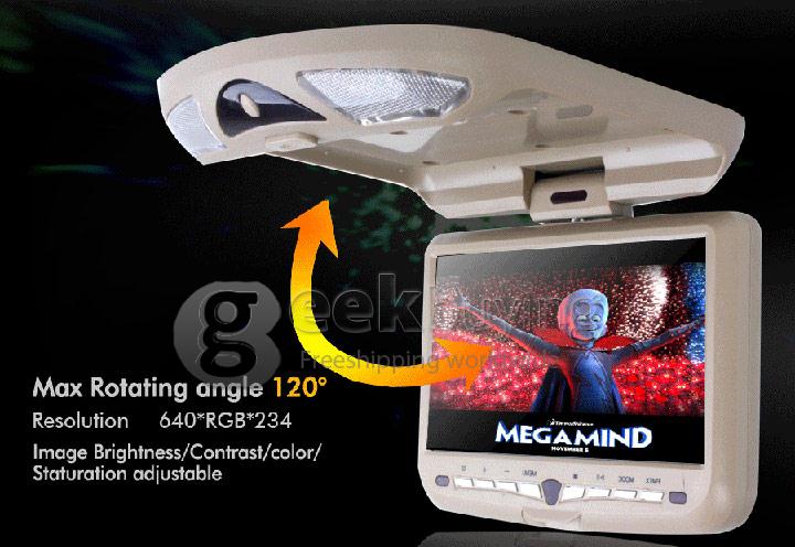 XD906 SUNPLUS 9 Inch Flip Down Roof Mount Car Overhead DVD Player
