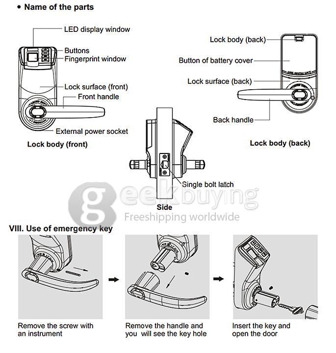 DIY-3398 Biometric Fingerprint+Mechanical Key Password