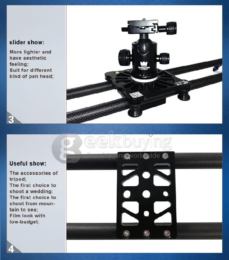 WIELDY Mini Carbon Fiber Rods Light 80cm Linear Camera Slider