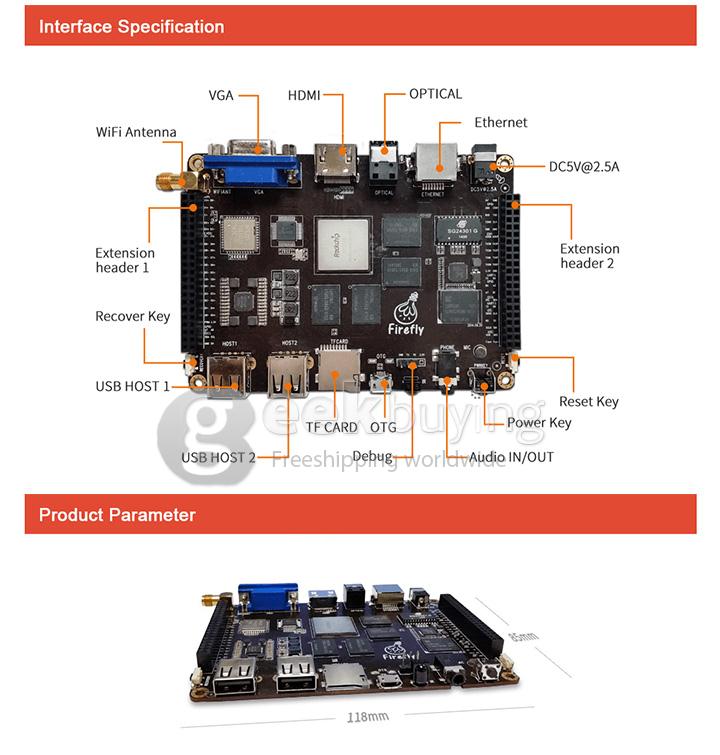 Firefly RK3288 Cortex-A17 Processor Development Board 4G/32G