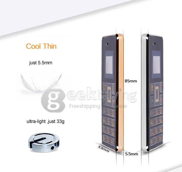 AEKU K5 4GB Memory 1.0 inch MTK Single Core Mini Pocket Card CellPhone