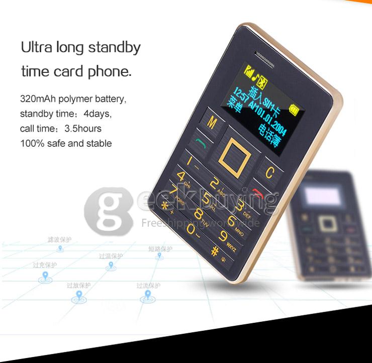 AEKU K5 4GB Memory 1.0 inch MTK Single Core Mini Pocket Card CellPhone