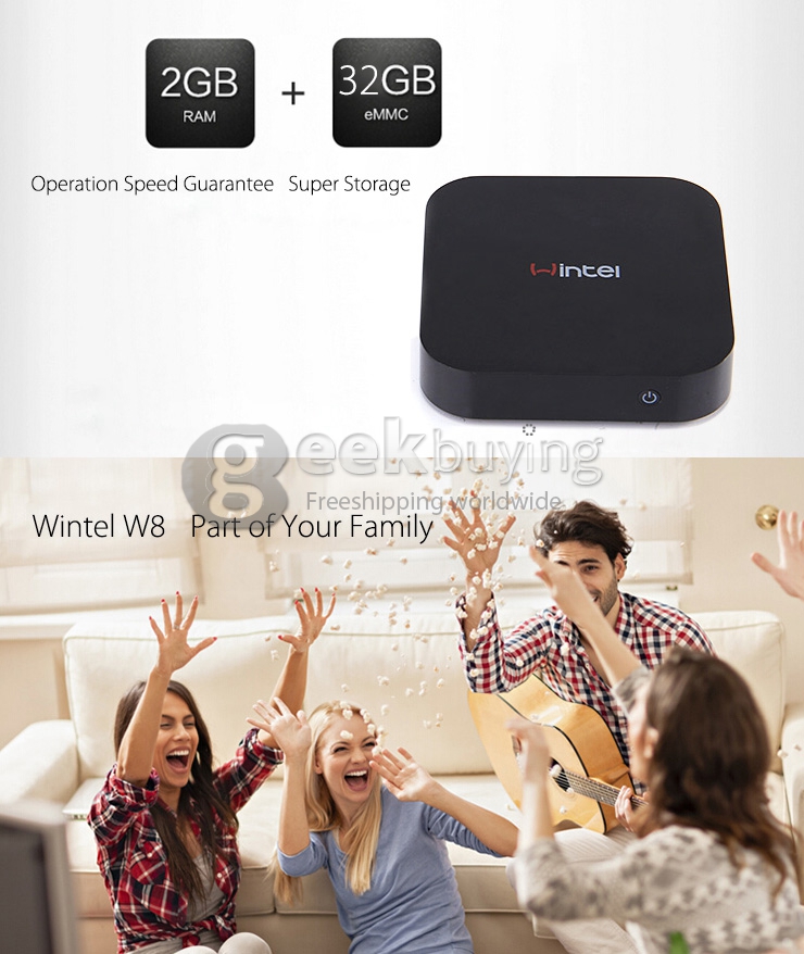 Wintel W8 Dual Boot Intel Mini PC Windows 10 Android 4.4 TV Box