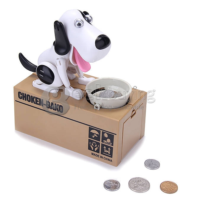 Choken Puppy Hungry Eating Dog Coin Bank Money Saving Box Piggy Bank ...