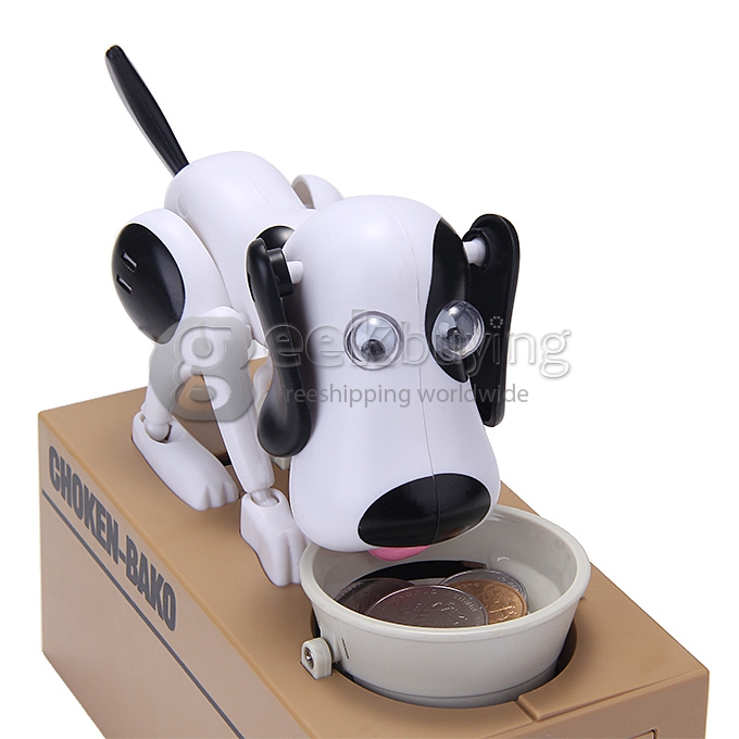 Choken Puppy Hungry Eating Dog Coin Bank Money Saving Box Piggy Bank ...