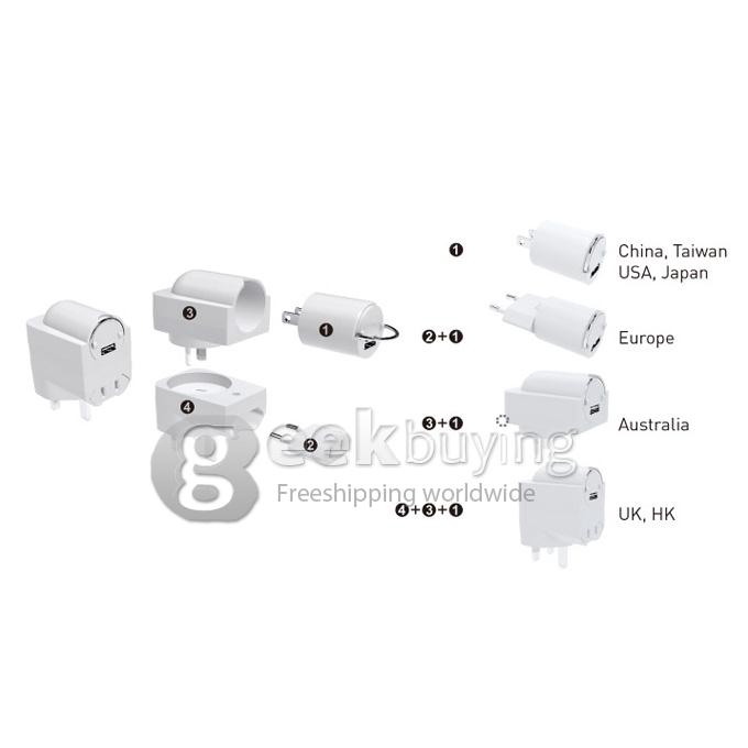 PLUGO Universal Global Travel AC UK/EU/US/AU Plug Power Adapter ...
