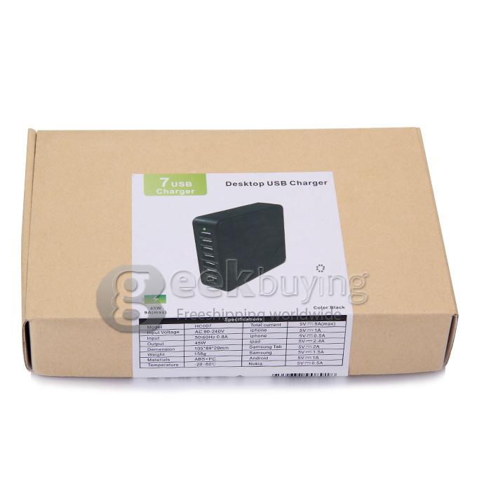 HC007 45W 7-Ports High Speed Desktop USB Charger US Plug With ...