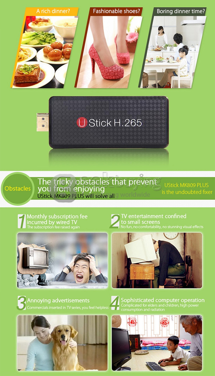 UStick MK809 PLUS M805 TV Dongle 1G RAM 2.4G/5G WIFI KODI Miracast