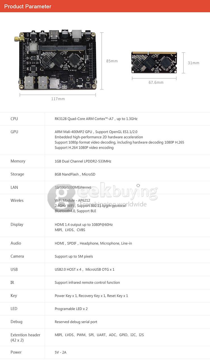 FirePrime Ubuntu 15.04 Android5.1 CPU Development Board