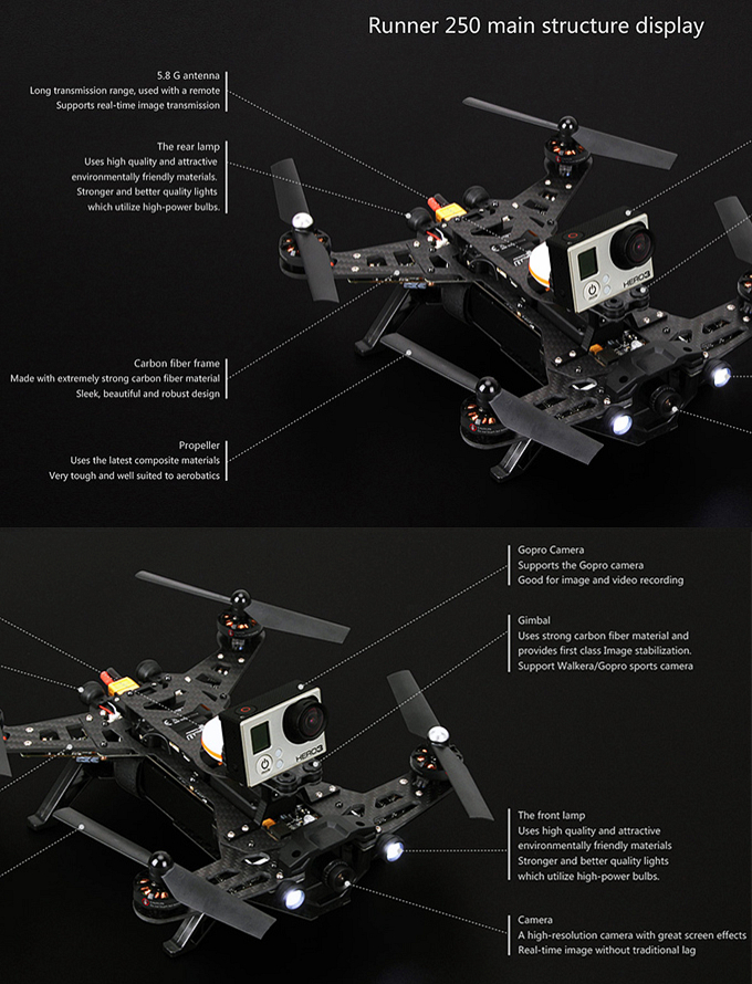 Walkera Runner 250 Drone Racer FPV HD Camera OSD Quadcopter