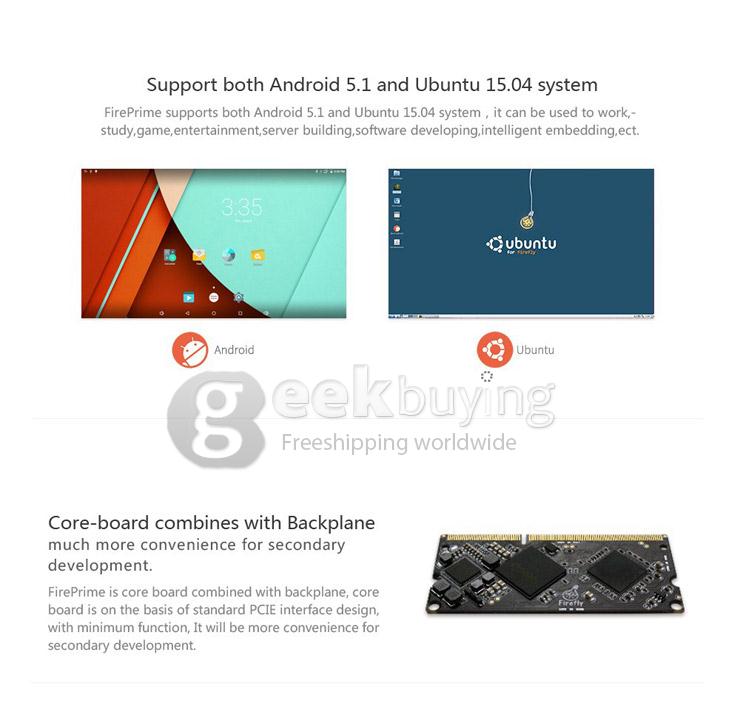 FirePrime Ubuntu 15.04 Android5.1 CPU Development Board