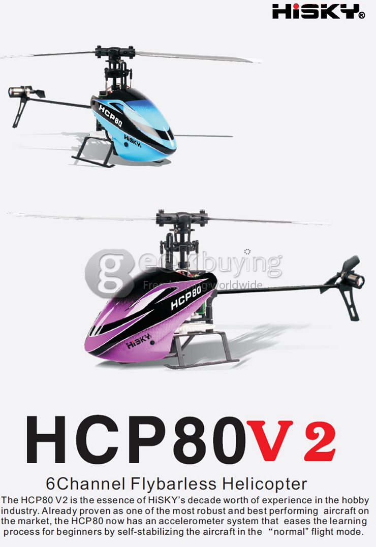 Hisky HCP80 V2 6CH RC Helicopter 3D 6 Axis Gyro With HT-8