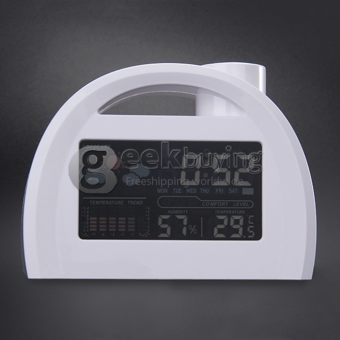 LED Weather Forecast Temperature Humidity Calendar Alarm Clock
