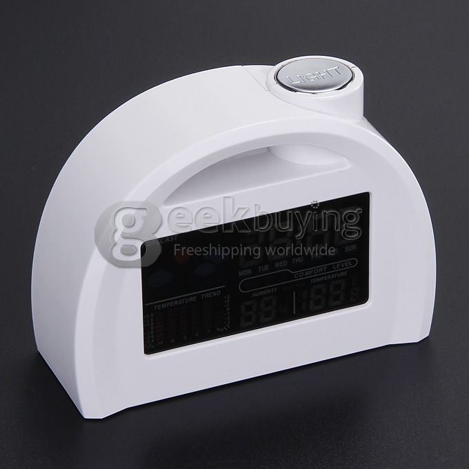 LED Weather Forecast Temperature Humidity Calendar Alarm Clock