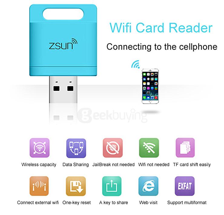 WiFi USB 2.0 Card Reader MicroSD USB Flash Drive