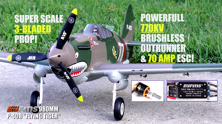 FMS P-40B P40B Flying Tigers 1400mm Wingspan Warbird PNP