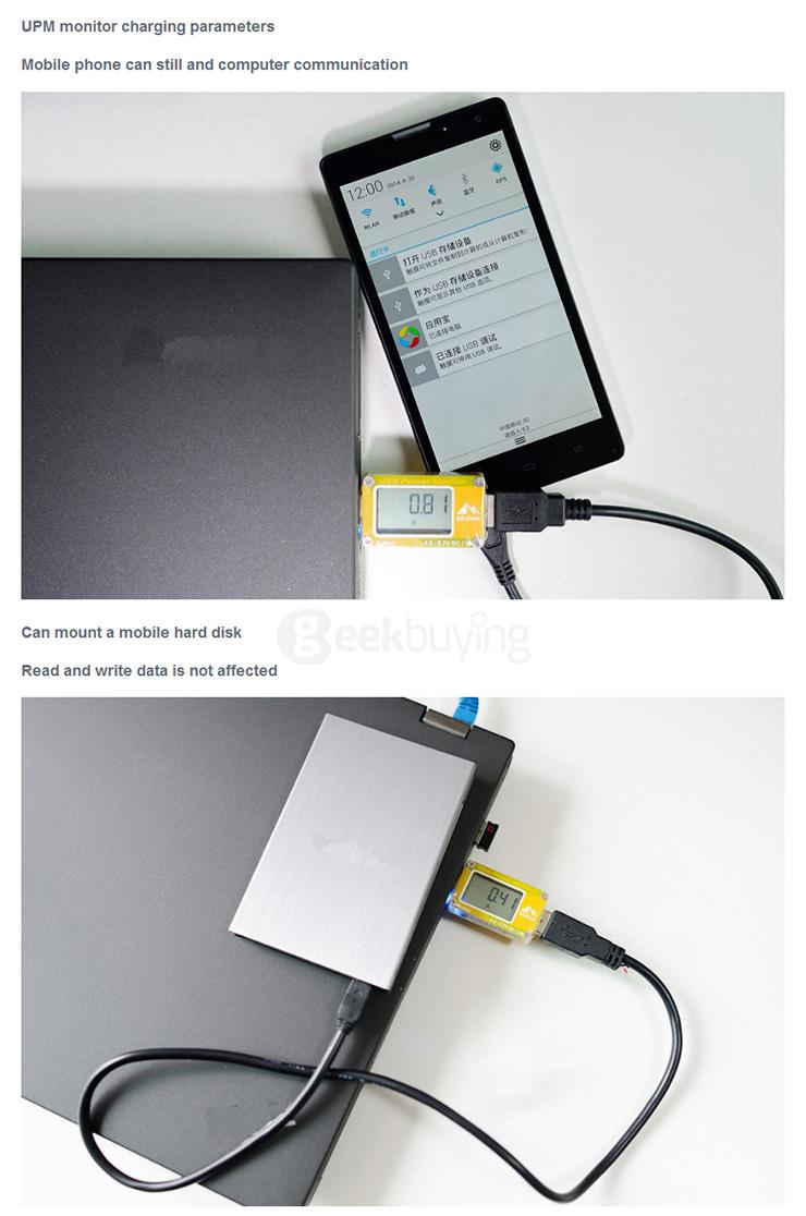 Matek USB LCD Display Voltmeter Ampere Meter Power Capacity Tester