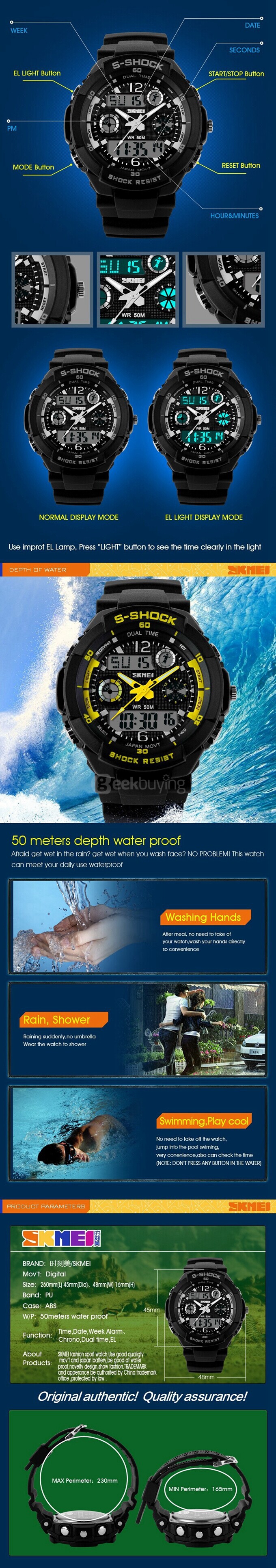 SKMEi 0931 Fashion Men Military Sports Watch 50M Waterproof