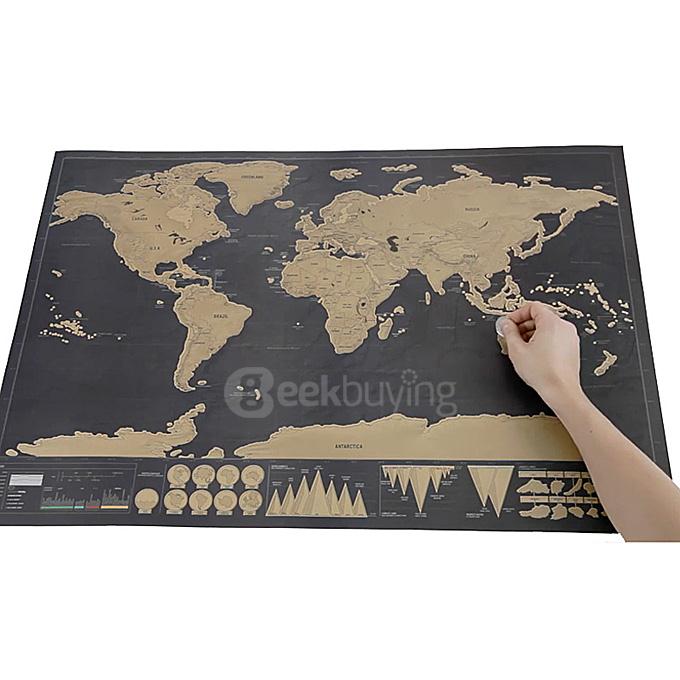 Black Luxury Scratch World Map Cylinder Packing Home Decor Gift