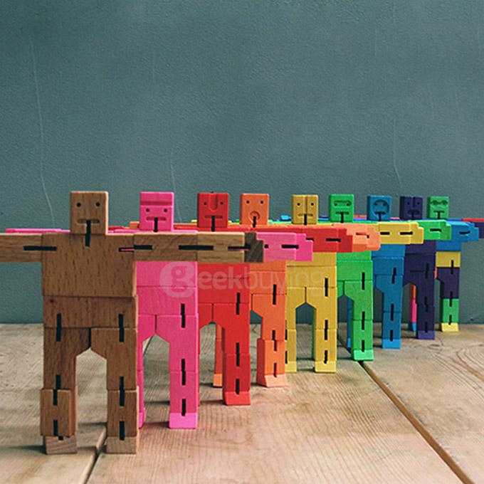 Robot Wood Cube Puzzle Magic Cube Wooden Folding Educational Toy