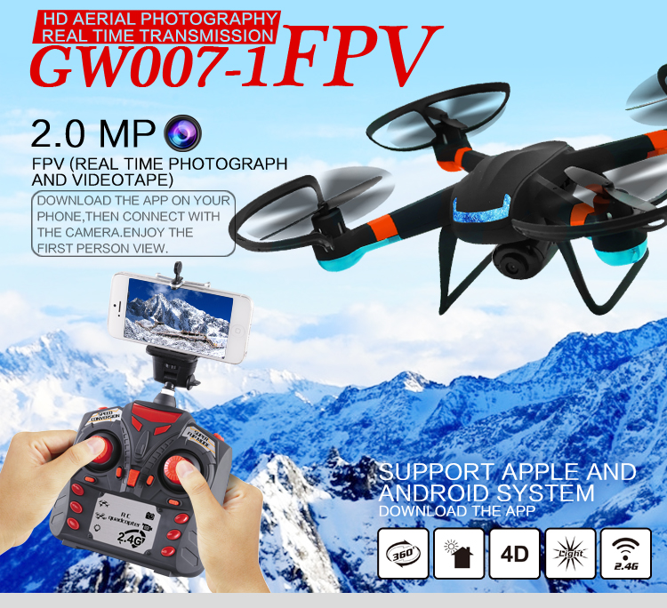 GW007-1 Upgrade DM007 WIFI FPV With 720P Camera 2.4G 4CH 6Axis RC Quad