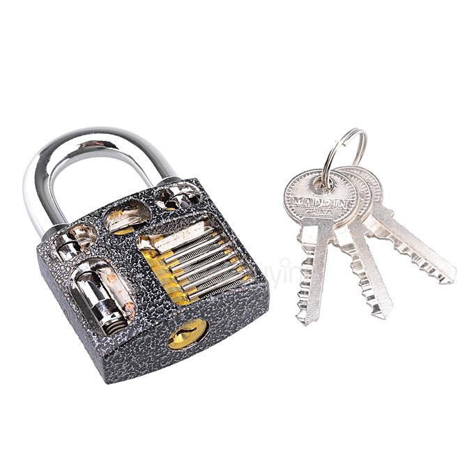 Stainless Steel Lock + Key + Pick Training Tool Set