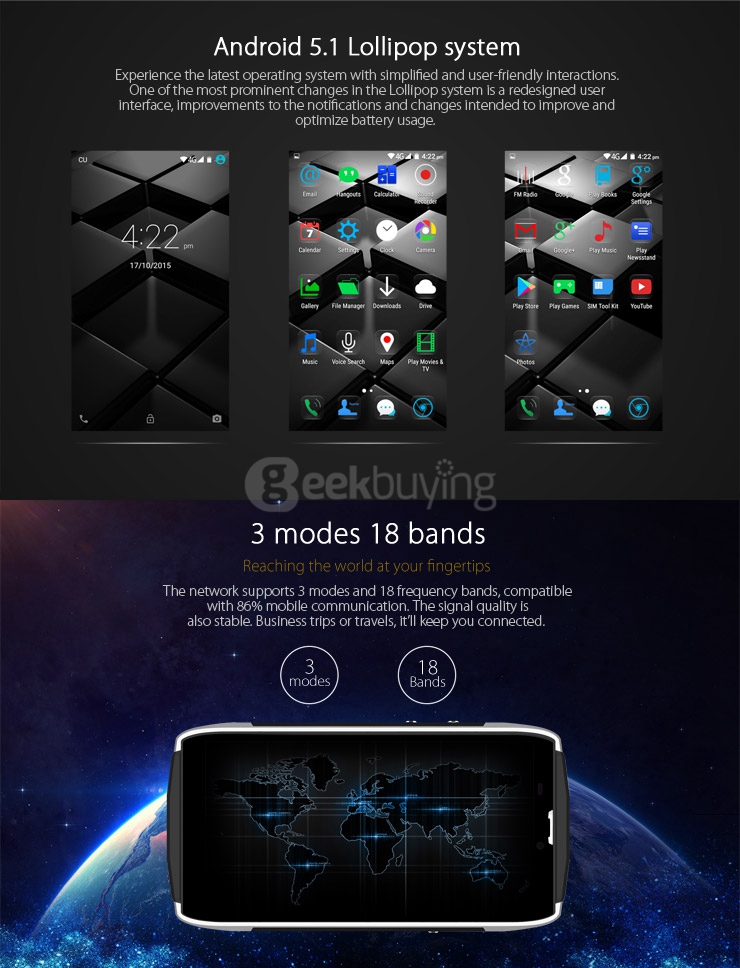 UHANS U200 5.0inch Android 5.1 4G Smartphone MTK6735 OTG Smart Wake