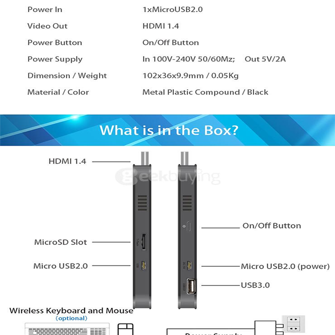 MEEGOPAD T03 Pro Windows 10 Intel Z8300 Quad Core 2G/32G MINI PC