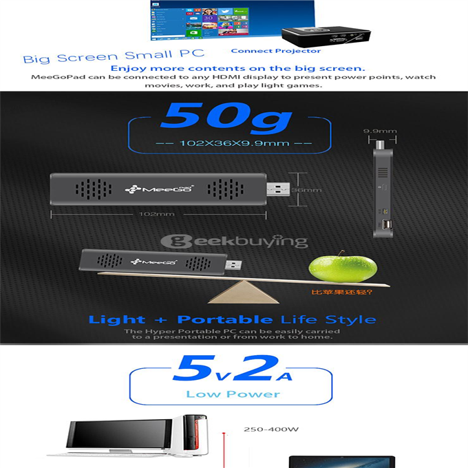 MEEGOPAD T03 Pro Windows 10 Intel Z8300 Quad Core 2G/32G MINI PC