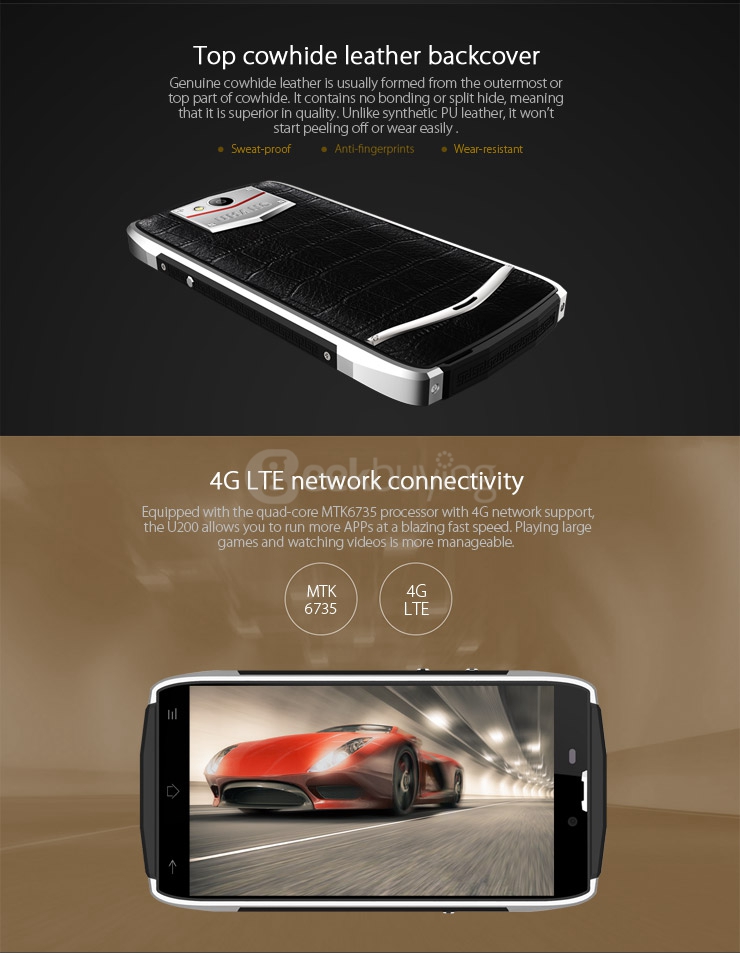 UHANS U200 5.0inch Android 5.1 4G Smartphone MTK6735 OTG Smart Wake