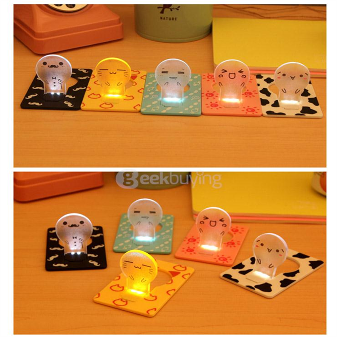 Ultra Slim Folding Card Lamp Funny LED Cartoon Image Pocket Bulb