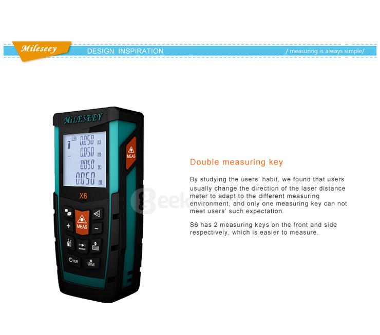 Mileseey X6 70m Handheld Rangefinder Laser Distance Meter