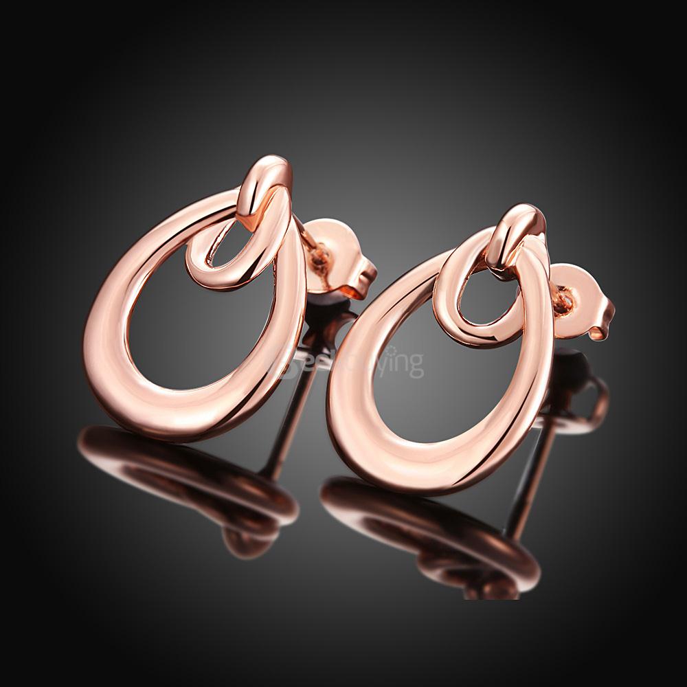 Rose Gold Simple Fashionable Water Drop Shape Earrings