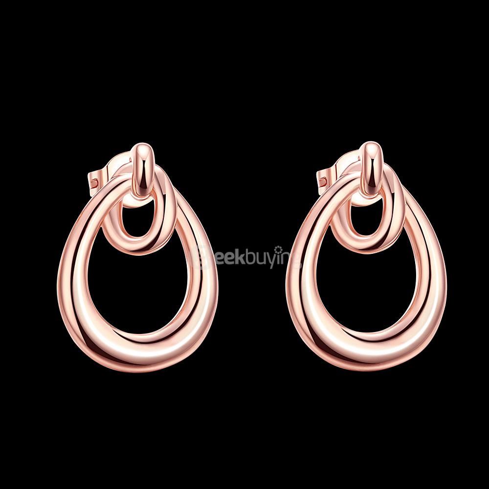 Rose Gold Simple Fashionable Water Drop Shape Earrings