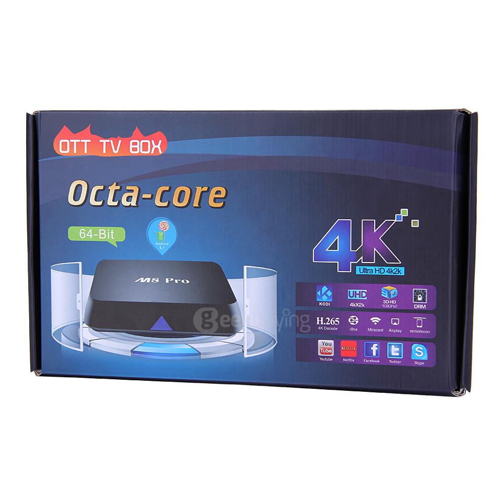 M8 Pro Android 5.1 4K RK3368 Octa Core 2G/8G TV Box