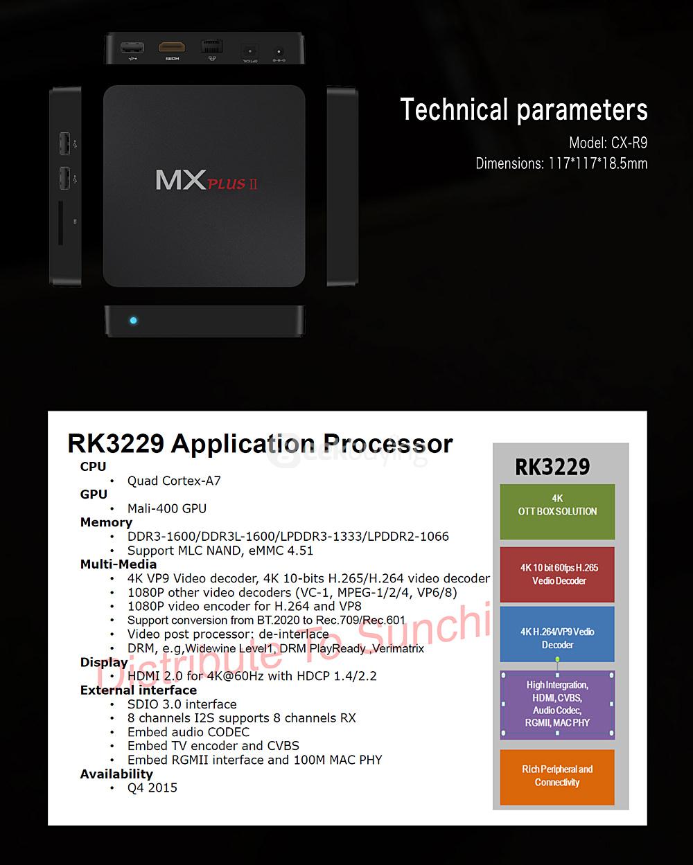 MX PLUS II RK3229 4K KODI Preinstalled TV BOX