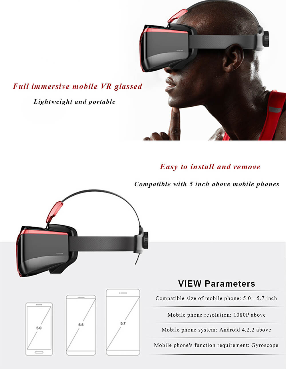UCVR VIEW VR 3D Immersive Smart Virtual Reality VR Headset FOV110