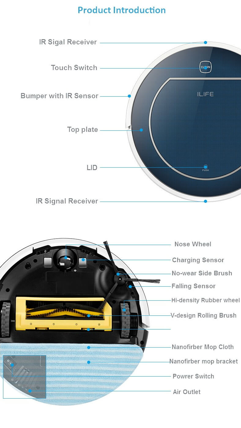 ILIFE V7 Robotic Vacuum Cleaner Sweeper