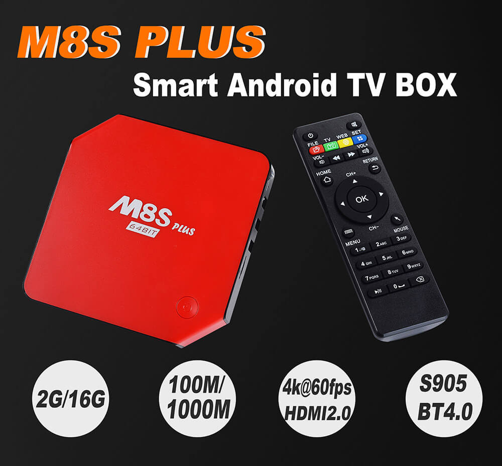 M8S PLUS Amlogic S905 Gigabit 2G/16G Android5.1 4K TV Box KODI