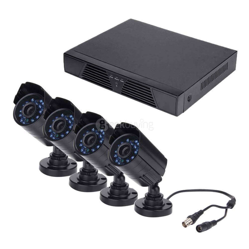 1/4" CMOS Weatherproof DVR Kit with 24 LEDs 4CH CCTV Camera System