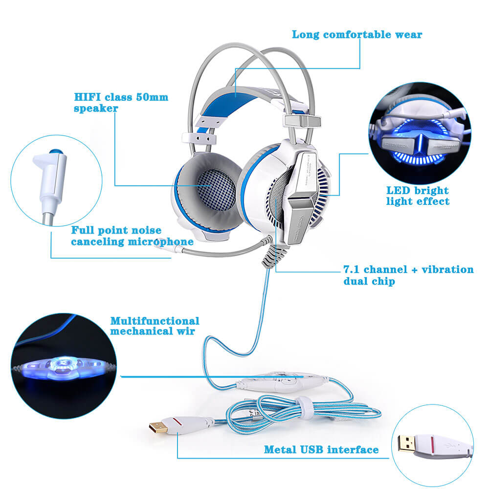 KOTION EACH G7000 7.1 Surround Sound USB Headphone