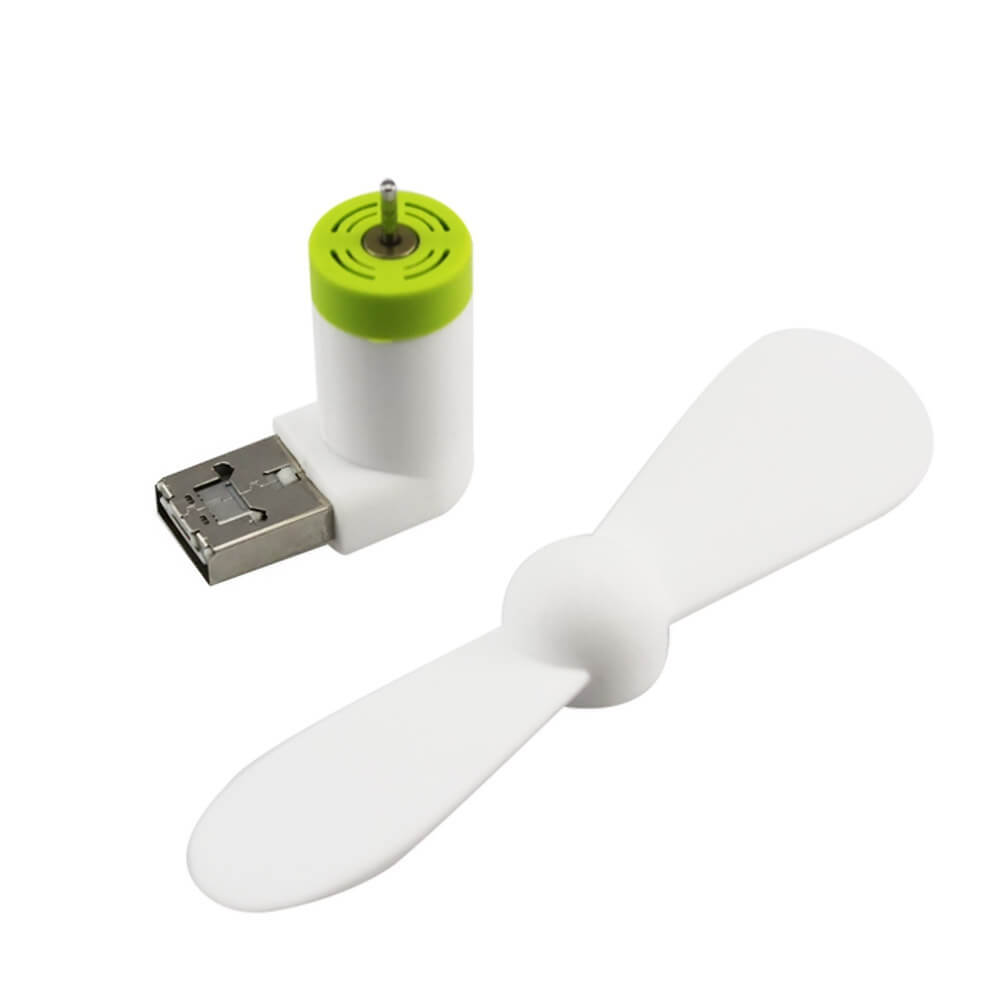 USB And Micro USB Two In One Colorful Mini Phone Fan - White