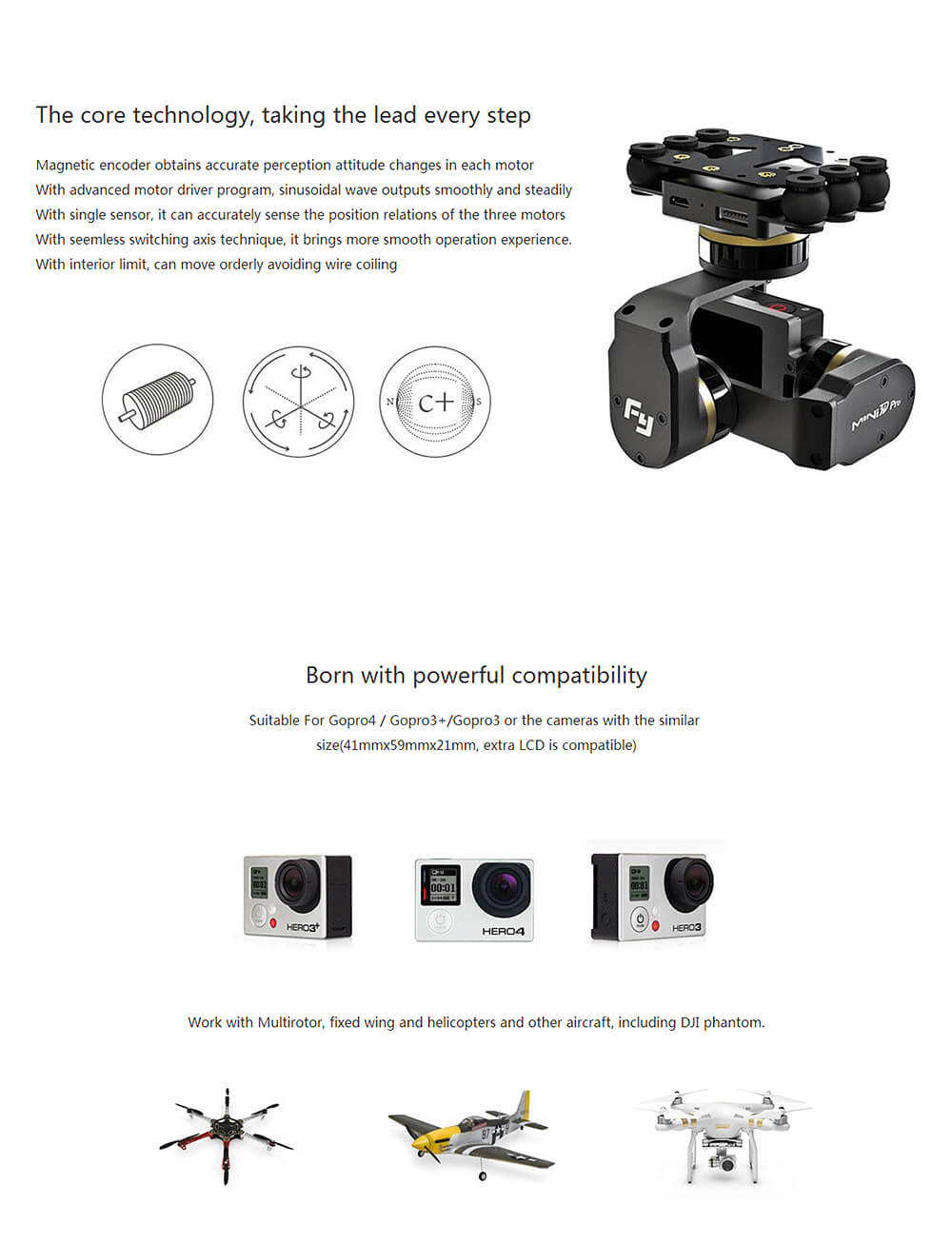 Feiyu Tech FY MiNi3D Pro 3 Axis 6 Damper Ball Brushless Gimbal
