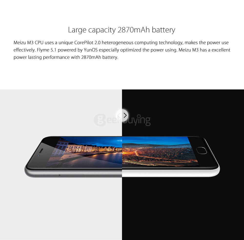 MEIZU M3 5.0inch HD 4G LTE Flyme 5.1 3GB 32GB Smartphone - Gray